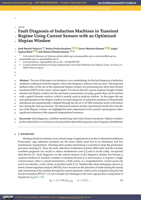 Pdf Fault Diagnosis Of Induction Machines In Transient Regime Using Current Sensors With An