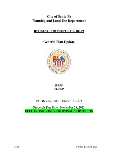 Fillable Online Request For Proposals Rfp General Plan Fax Email
