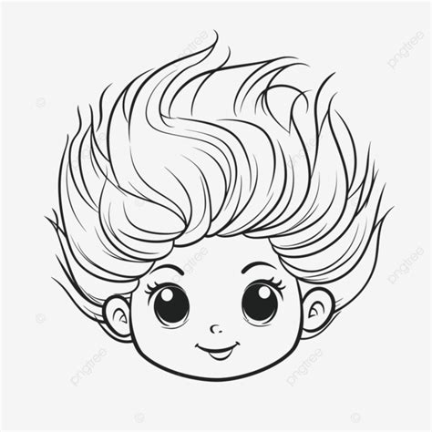 소녀 개요 스케치 드로잉의 재미있는 머리카락의 색칠 페이지 벡터 현실적인 헤어 드로잉 현실적인 머리 윤곽 현실적인 헤어 스케치 Png 일러스트 및 벡터 에 대한 무료