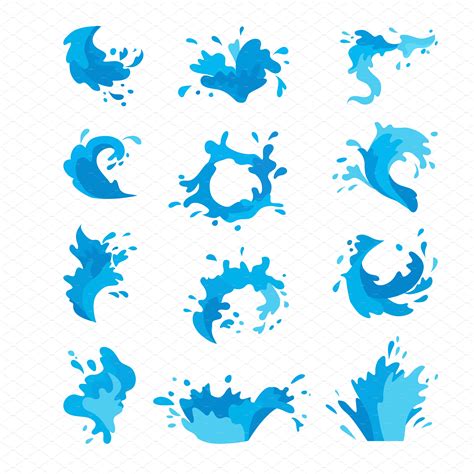 Water Splashes Vector Set ~ Illustrations ~ Creative Market