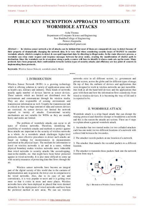 Pdf Public Key Encryption Approach To Mitigate Wormhole Attacks