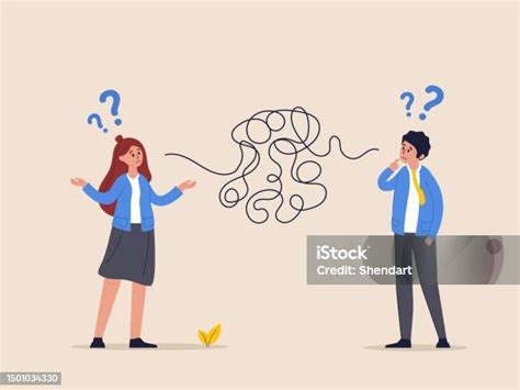 잘못된 의사 소통 개념입니다 오해는 업무에 혼란을 일으키고 불분명 한 메시지와 정보를 잘못 전달하고 지저분한 혼란을 겪는 사업가 얽힌 전화선은 다른 사람들을 혼란스럽게