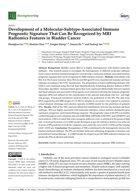 Pdf Development Of A Molecular Subtype Associated Immune Prognostic
