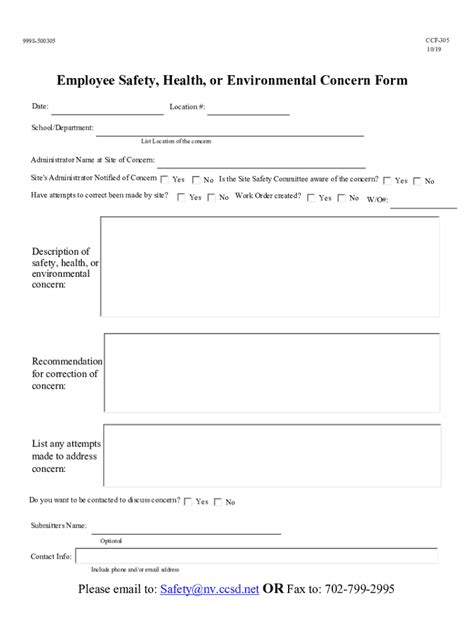 Fillable Online Employee Safety Health Or Environmental Concern Form Fax Email Print Pdffiller