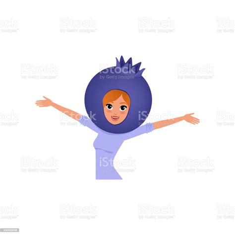 블루베리는 흰색 바탕에 모자 벡터 일러스트 레이 션에에서 웃는 여자 캐릭터 건강한 생활방식에 대한 스톡 벡터 아트 및 기타 이미지 건강한 생활방식 건강한 식생활 과일