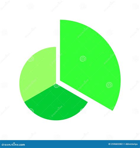 Donut Chart Divided In 3 Monochrome Green Fractions Round Diagram With