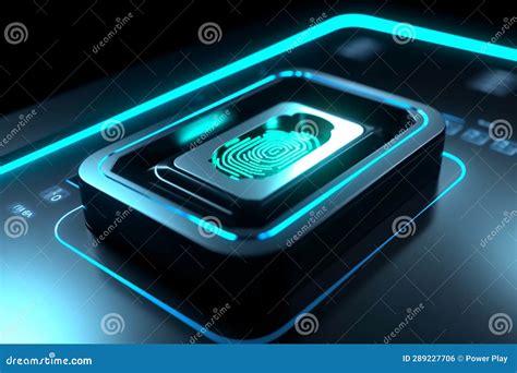 Futuristic Fingerprint Icon On The Computer Display 3d Illustration Stock Illustration
