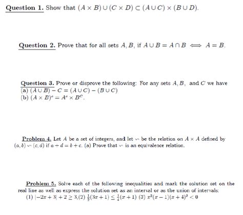 Solved Question 1 Show That A X B U C X D C Auc Bud