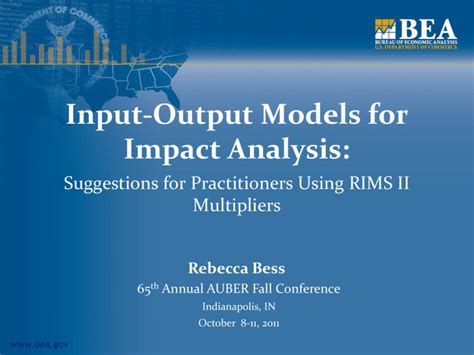 Input Output Models For Impact Analysis Suggestions For
