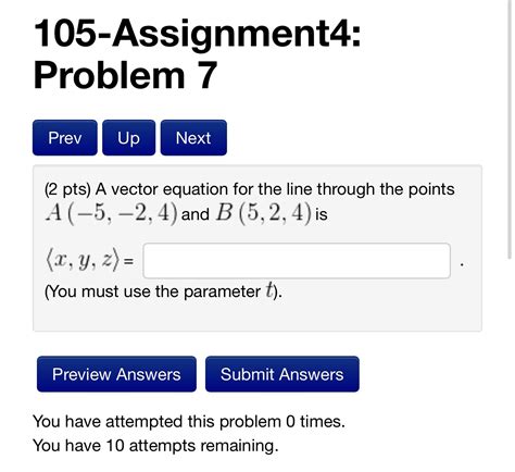 Solved Assignment Problem Pts A Vector Equation Chegg