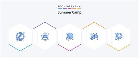 Sommer Lager 25 Blau Symbol Pack Einschließlich Ei Pfanne Pfanne Camping 19716400 Vektor