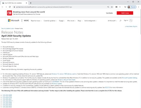 Microsoft Windows Security Updates April Overview Ghacks Tech News