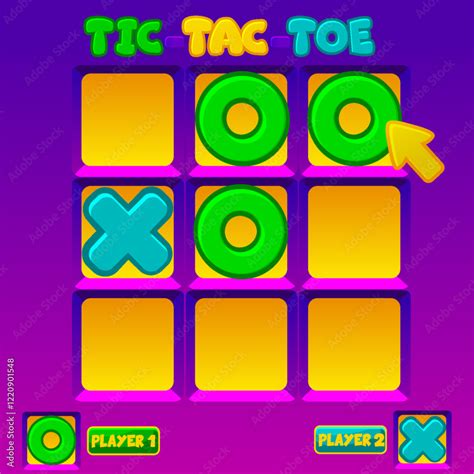 Image Vectorielle Stock Tic Tac Toe Ui With Arow Cursor Board Logic