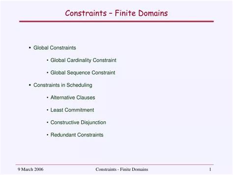 Ppt Constraints Finite Domains Powerpoint Presentation Free