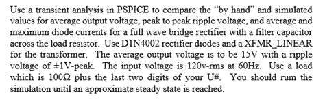 Use A Transient Analysis In PSPICE To Compare The By Chegg Com