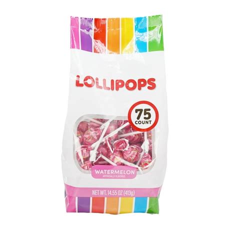 Hilco Pink Watermelon Lollipops 75 Count 145 Oz Everyday Gusset Bag Allergens Not Contained