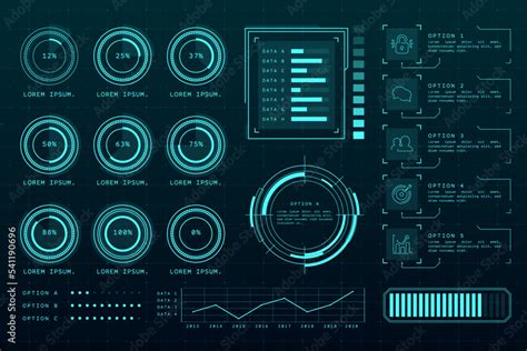 Futuristic Vector HUD Interface Screen Design Digital Callouts Titles HUD UI GUI Futuristic