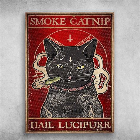 Smoking Cat Tattoo Cat Smoke Catnip Hail Lucipurr 24 X 36 Inch