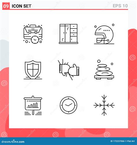 Collection Of 9 Vector Icons In Line Style Modern Outline Symbols For