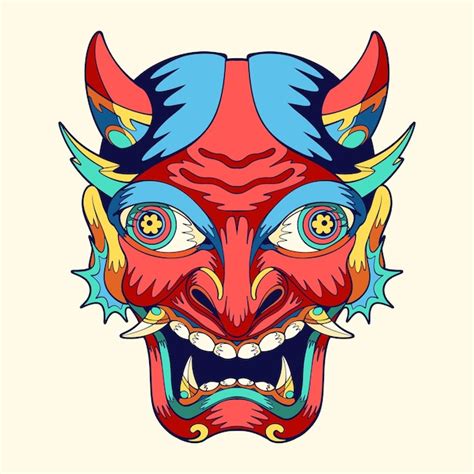Arte Vectorial De La M Scara Facial Japonesa Vector Premium