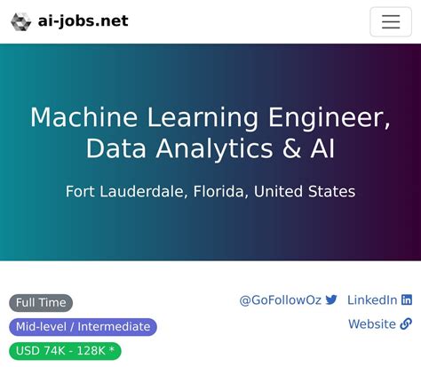 Hiring Machine Learning Engineer Data Analytics And Ai In Fort