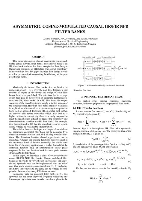 pdf asymmetric cosine modulated causal iir fir npr filter banks