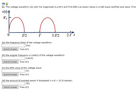 Solved Q The Voltage Waveform V T With The Magnitude Chegg Com