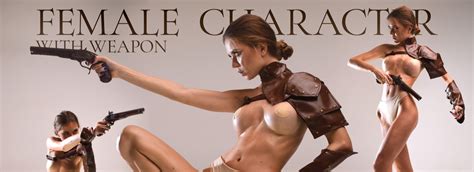 FEMALE CHARACTER WITH WEAPON FlippedNormals