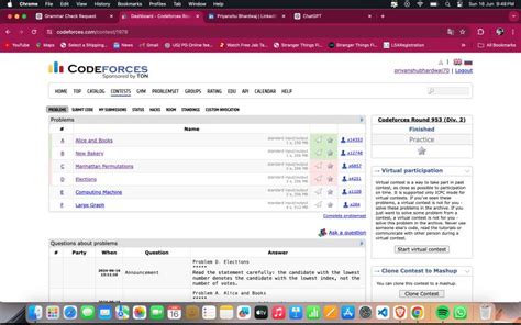 participated in codeforces round 953 and solved problems priyanshu