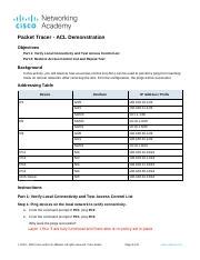 Understanding Acl Usage In Packet Tracer Course Hero