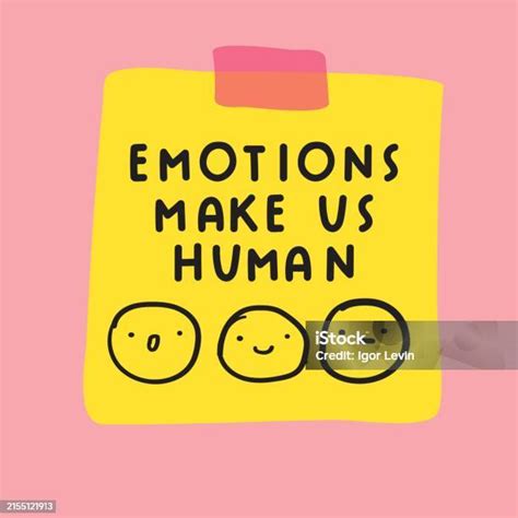 감정은 우리를 인간답게 만든다 정신 건강 문구가 있는 노란색 메모 접착 테이프 스티커에 대한 스톡 벡터 아트 및 기타 이미지 스티커 정신과 전문의 영감을 주는 문구