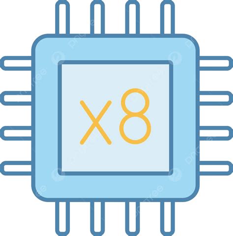 octa core processor color icon clip art isolated cpu vector clip art