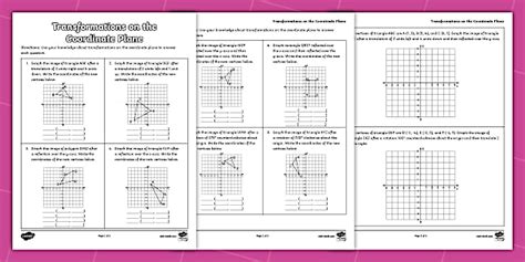 Eighth Grade Transformations On The Coordinate Plane Test