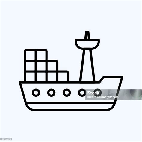 아이콘 화물선 교육 기호에 적합합니다 선 스타일 편집 가능한 간단한 디자인 디자인 템플릿 벡터 간단한 그림 교통수단에 대한 스톡 벡터 아트 및 기타 이미지 Istock