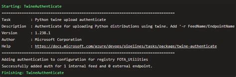 Azure Pipelines Unable To Publish Python Wheel In Private Devops Artifacts Stack Overflow