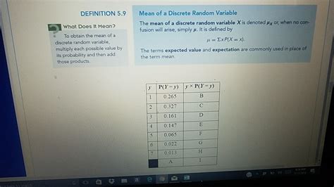 Solved Definition 59 Mean Of A Discrete Random Variable The