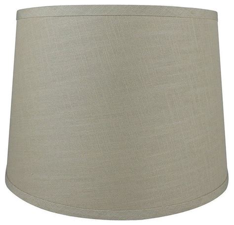 French Drum Lamp Shade Textured Flax Linen 12x14x10 Brown Tone