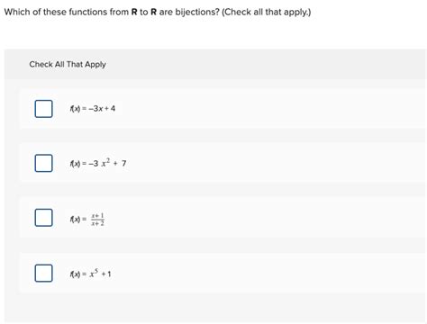 solved which of these functions from r to r are bijections