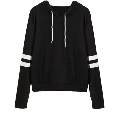 Black Varsity Striped Drawstring Hooded Sweatshirt 18 Liked On