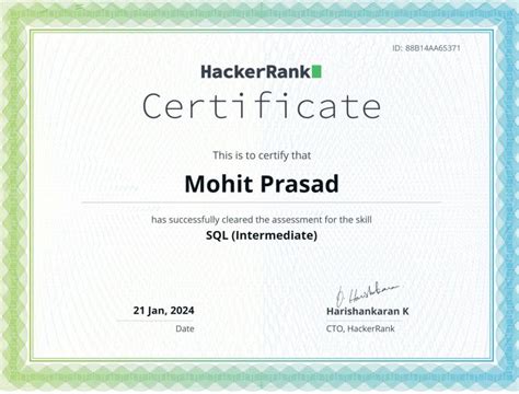 Mohit Prasad On Linkedin Sqlcomplete Hackerrankachievement Dataanalysis