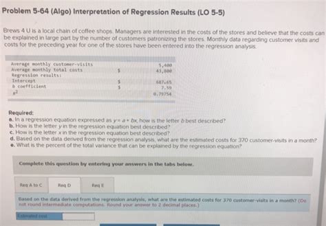 Solved Problem 5 64 Algo Interpretation Of Regression