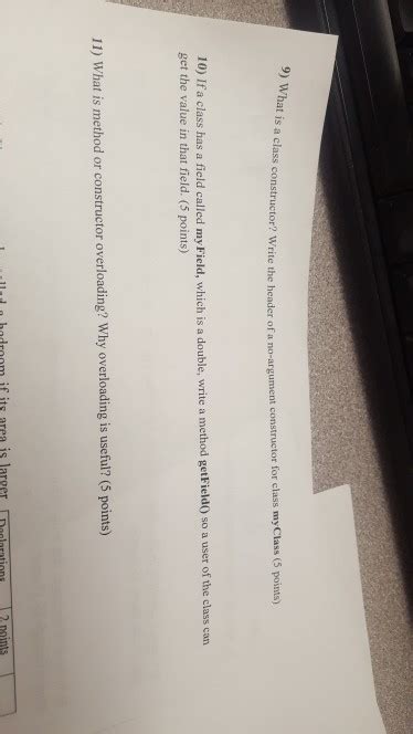 Solved 9 What Is A Class Constructor Write The Header Of A