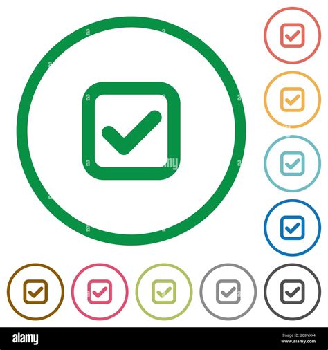 Set Of Checkbox Color Round Outlined Flat Icons On White Background Stock Vector Image And Art Alamy
