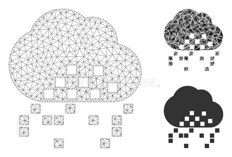 Cloud Dissipation Vector Mesh Wire Frame Model And Triangle Mosaic Icon Stock Illustration