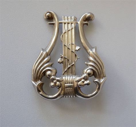 Lang Sterling Silver Lyre Harp Pin Sterling Lyre Pin Sterling Silver Harp Lyre Brooch Vintage