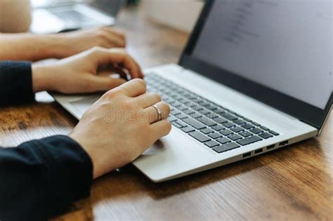 Hands Typing On Laptopand X27s Keyboard In Office Programming Stock Image Image Of Connection