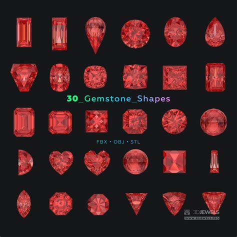 30 Gemstone Shapes 3d Models For Jewelry Design Pack3 3djewels