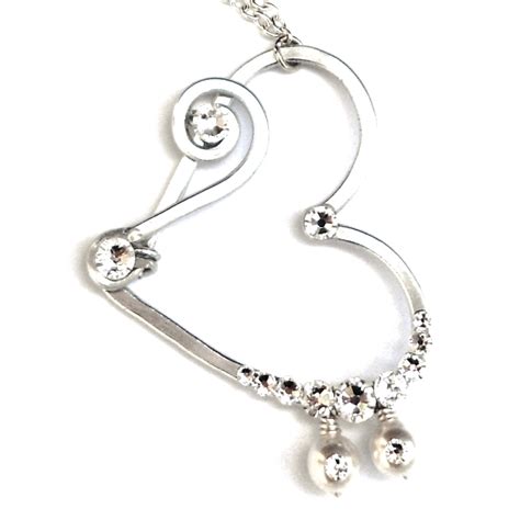 Heart Treble Bass Clef Pendant Ghost Pearls Silver Starlight Lisa Kelleher Mythical