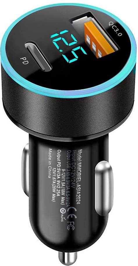 MMOBIEL Autolader 38W USB C USB A 2 Poorts Auto Oplader Snellader Auto Bol Com