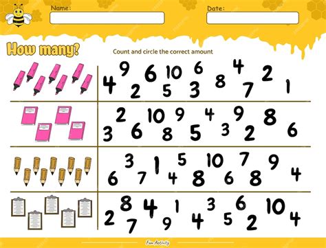 Premium Vector Count And Circle The Correct Number Of Beehive